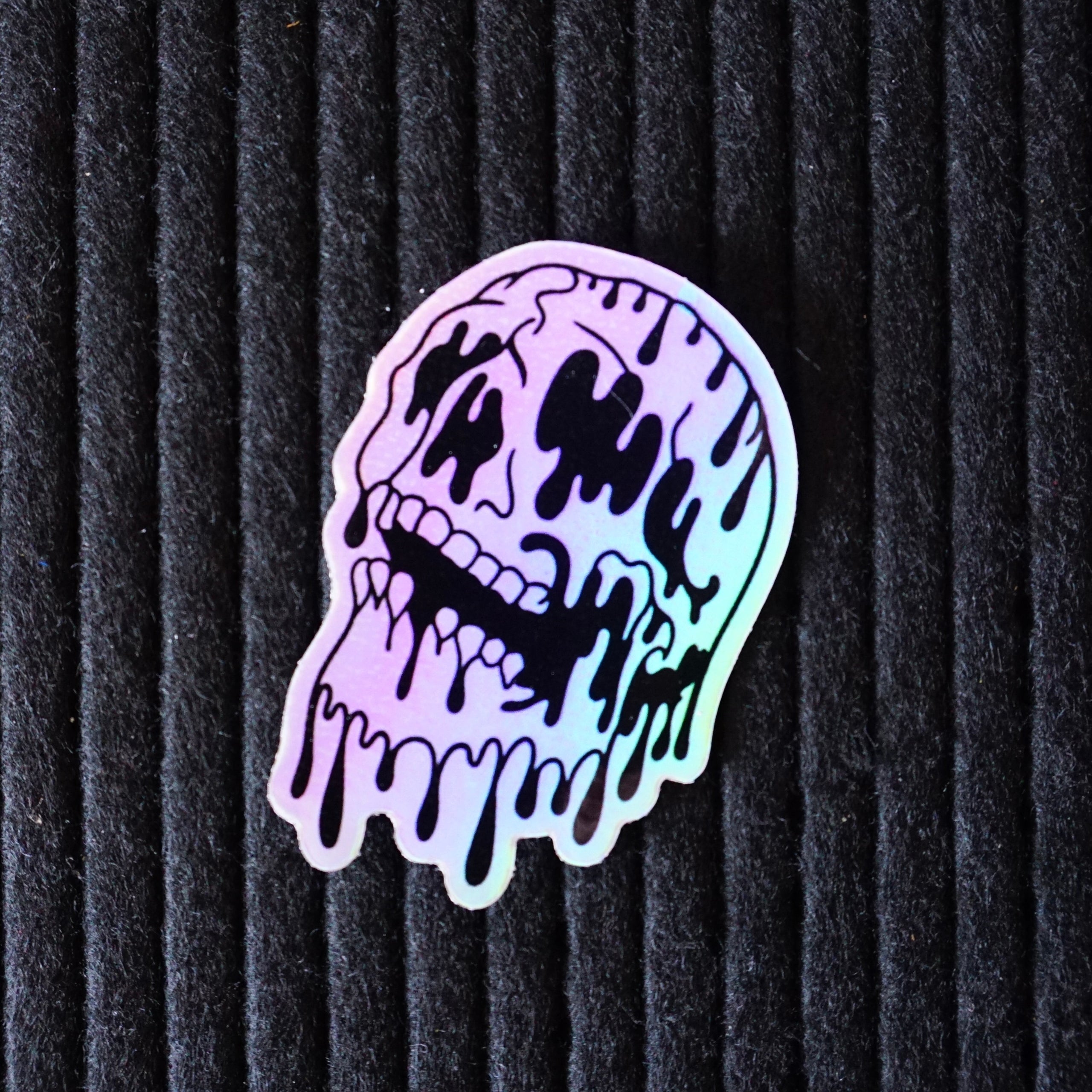 Wicked Drippy Skull Holographic Sticker | Wicked Woods & Goods